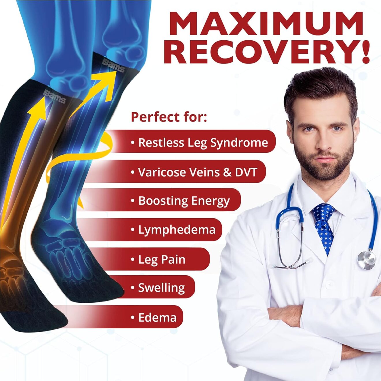 BAMS Plus Size Open Toe Compression Socks - Bams